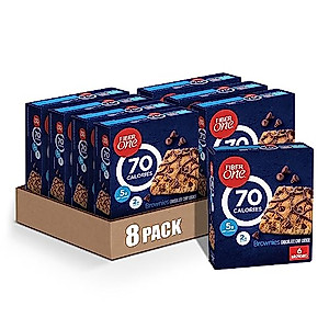 Fiber One 70 Calorie Brownies, Chocolate Chip Cookie, Snack Bars, 6 ct (Pack of 8)