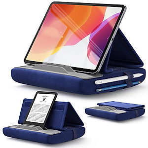 JSAUX Tablet Pillow Stand, Tablet Stand Holder Dock for Lap, Bed and Desk Compatible with iPad Pro 11 10.5 9.7 10.2 Air Mini, Kindle, Tablets, Phones, E-Reader, Books and More 4-11'' devices Navy Blue