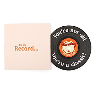 Funny Birthday Gift for Men and Women - For the Record Vinyl Birthday Card with Envelope | 30th, 40th, 50th, 60th, and 70th Birthday Gifts for Her, Him, Sister, Best Friend