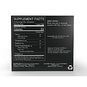 POWER COFFEE Protein Coffee, French Vanilla, 6g Protein, 100% Columbian Coffee, 12 Single Serve K-Cups