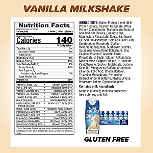 Pure Protein Vanilla Protein Shake, 30g Complete Protein, Vitamins A, C, D, and E plus Zinc to Support Immune Health, Ready to Drink and Keto-Friendly, 11oz Bottles, 12 Pack