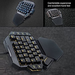 Zyyini One Handed Gaming Keyboard, K50 35 Keys USB Wired Single Hand Keyboard with 6 Programmable Keys,RGB Left Handed Ergonomic Mechanical Gaming Keyboard,for Game/Work