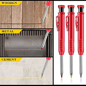 Outus Solid Carpenter Pencil for Construction and Refills with Built in Sharpener, Long Nosed Deep Hole Mechanical Pencil Marker Marking Tool for Scriber Woodworking Architect Carpenter (39 Pieces)