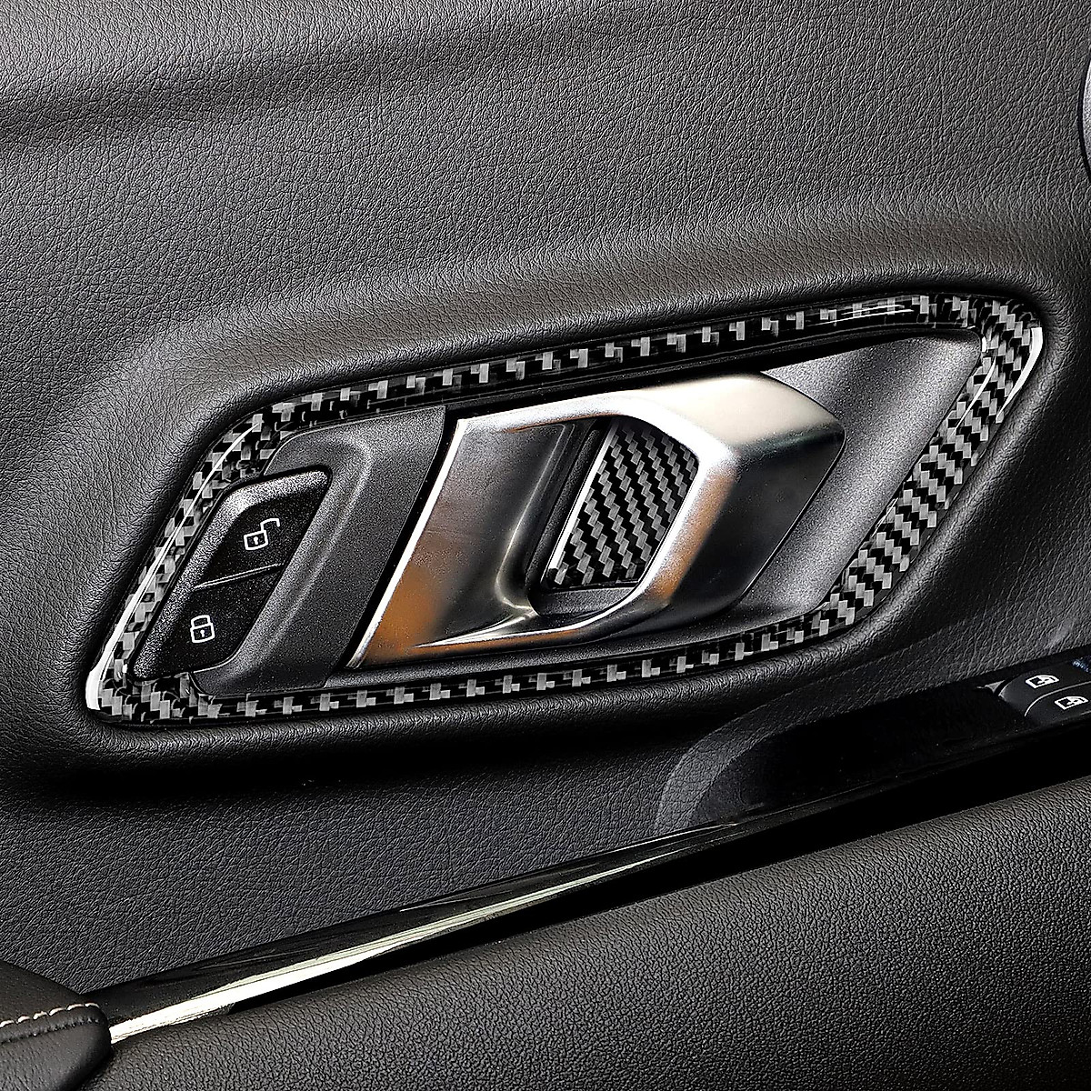 AIRSPEED for Supra Door Handle Panel Cover Carbon Fiber Door Pull Handle Frame Sticker Inner Trim for Toyota Supra GR A90 A91 MK5 2019-2022, Black