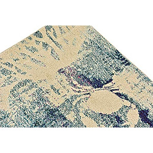 Unique Loom Positano Collection Coastal Modern Coral Lobster Shells Light Blue Area Rug (5' x 8')