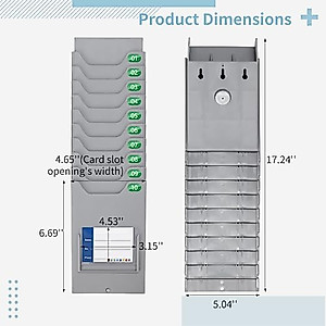 Time Card Holder, 10-Slot Attendance Card Rack, Easy to Hang, Retractable Time Card Wall Holder Rack with Number Labels 01-10