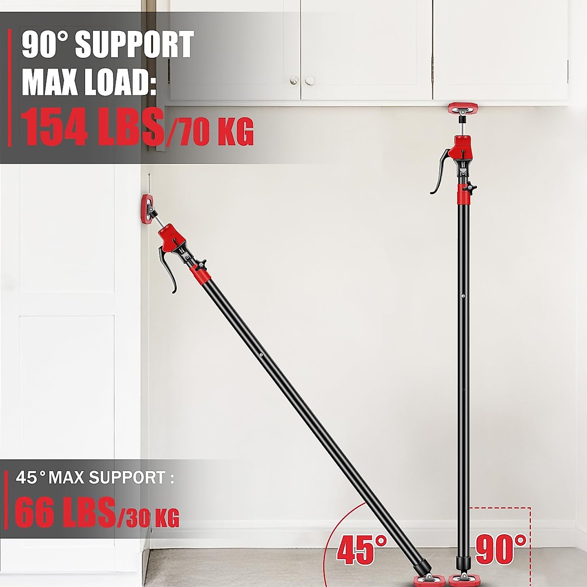 XINQIAO Cabinet Jacks for Installing Cabinets, Heavy Duty Third Hand Tools Adjustable Support Pole from 23.6 IN to 45.3 IN, 2 PCS