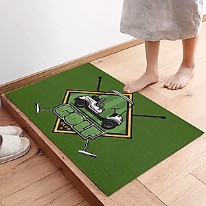 Golf Club Cart Entrance Floor Mat Personalized Doormat Car Green Field Welcome Door Mat Low Profile Non Slip Entry Rugs for Bathroom Kitchen Home Front Decor 16x24inch
