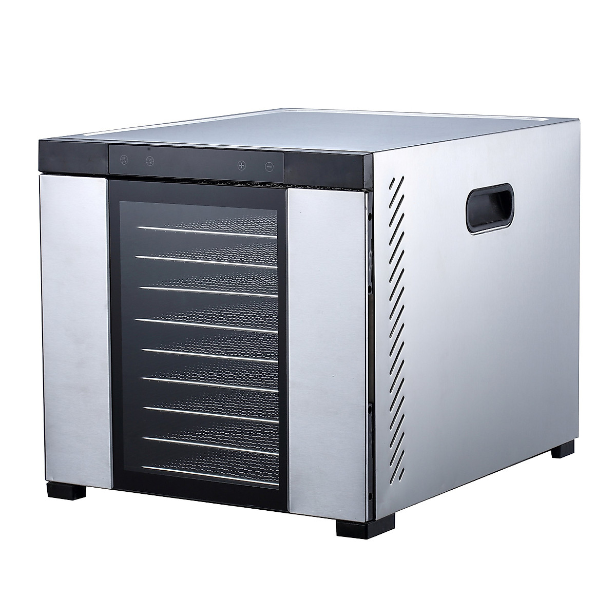 Samson "Silent" 10 Tray Stainless Steel Dehydrator with Glass Door and Digital Timer and Temperature Control for Fruit, Vegetables, Beef Jerky, Herbs, Dog Treats, Fruit Leathers and More