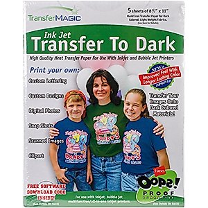 Transfer Magic FXTD-5 Ink Jet Transfer Paper for Dark Fabric (5 Pack), 8.5" x 11"