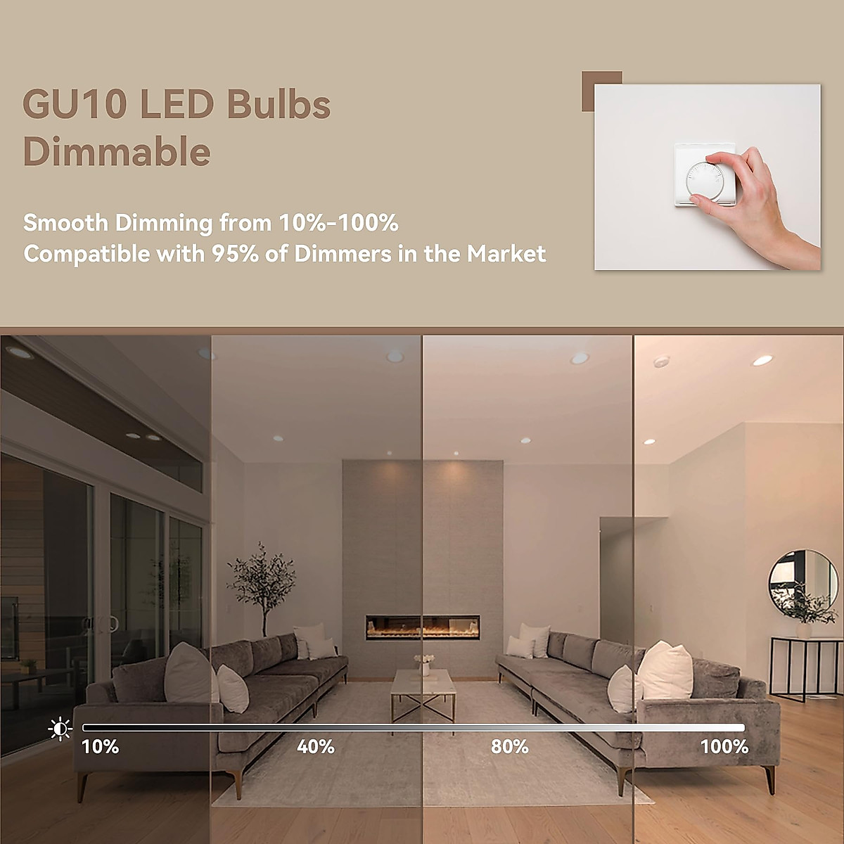 comzler GU10 LED Bulb Dimmable, 50W Halogen Equivalent GU10, 4000K Natural Daylight, GU10 Bulb Replacement for Track Lighting, MR16 GU10 Light Bulb LED 4W，120°Beam Angle 400LM 120V ETL Listed 6 Pack