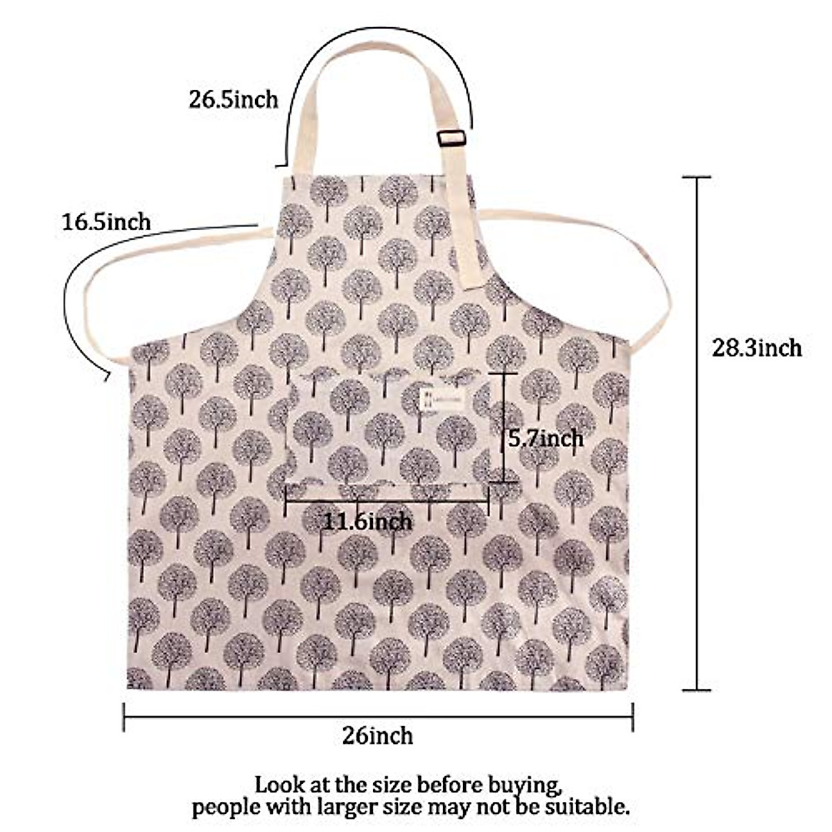 Syhood 2 Pieces Linen Cooking Kitchen Apron for Women and Men Kitchen Bib Apron with Pocket Adjustable Soft Chef Apron
