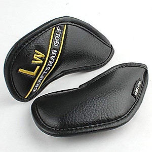 CRAFTSMAN GOLF 12pcs Black Synthetic Leather Golf Iron Head Covers Set Headcover with Colorful Number Embroideried,Easily get The Needed Iron for Callaway, Ping, Taylormade, Cobra Etc.