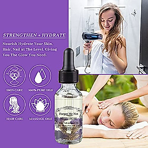 NP NATURES PHILOSOPHY Forget Me Not Multi-Use Oil for Face, Body and Hair - Organic Plant Fragrant Essential Oil for Dry Skin, Scalp and Nails - 1 Fl Oz