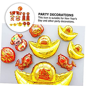 ibasenice 24 pcs 2021 Spring Festival Balloons lantern decor foil balloons garland decor Chinese New Year party wall decoration red ballons ox year balloons Chinese Style Balloon Party Decor
