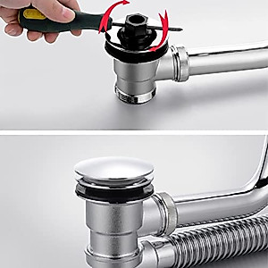 FKLGJFO Full Brass Bathroom Bathtub Drainer Push Down Up Hold Bath Waste Drains for Bathing Tub Drain