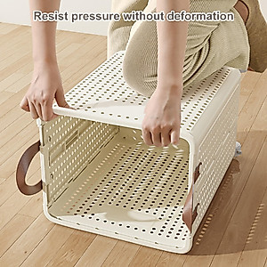 SamFansar Laundry Basket with Wheels, Large Capacity Handle Design, Waterproof Dirty Clothes Storage Hamper Laundry Basket with Breathable Mesh Holes White-L