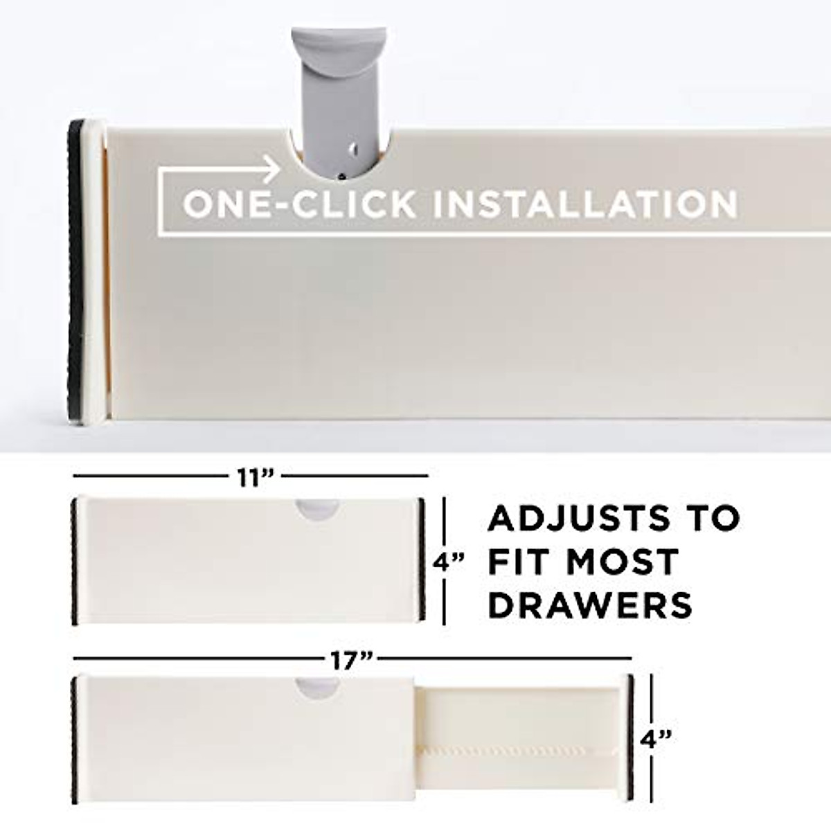 4 Drawer Dividers and Organizer, Organize Silverware and Utensils in Home Kitchen, Divider for Clothes in Bedroom Dresser, Designed to Not Snag Underwear and Bra Fabrics, Bathroom Storage Organizers