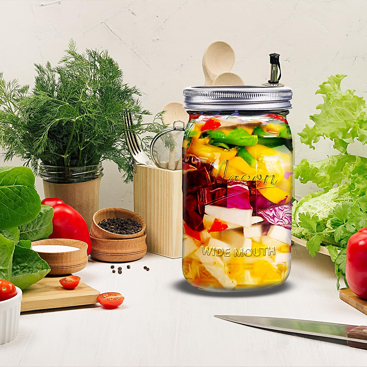 Galssmagic Mason Jars 32 oz,12 Pack Quart Wide Mouth Mason Jar With Airtight Lids,Glass Canning Jars for Fermenting, Pickling,Meal Prep,Overnight Oats & Centerpieces