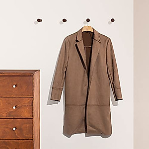 NAUMOO Natural Wooden Wall Hooks - Pack of 4 - Wall Mounted Modern Hook - Handmade Decorative Wood Coat Pegs - Minimalist Hooks for Hanging Hat, Coats (Black Walnut Wood)