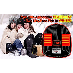 Autocastle Men Women Rechargeable Electric Warm Heated Hat Winter Battery Heat Skull Beanie (Pinstrip-Black, One Size)