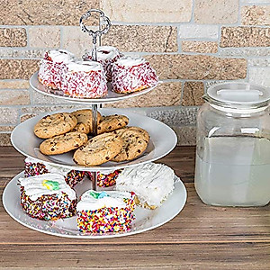 Klikel 3 Tiered Serving Stand -Silver Serving Tray for Parties - Round Platter for Cupcakes Fruits Dessert or Tea - Cake Pop Stand and Buffet Server