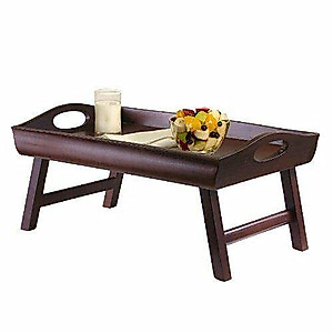 Patentwerd Serving Laptop Computer Table Desk Breakfast in Bed Tray Wooden Foldable Legs Patentwerd Serving Tray Bed Tray Tray Tables Bedside Table Trays for Eating Bed Table Tray