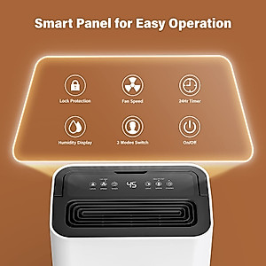 Fehom 4500 Sq. Ft Dehumidifier for Home Basements Bathroom Bedroom Continuous Drainage, with Auto Shut Off Humidity Control and Drain Hose