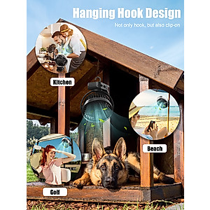 FRIZCOL Clip on Fan with Misting - 6000mAh Portable Fan with Light & Hook - Rechargeable Fan Battery Powered Up to 40 Hours Cooling & 2h Misting for Travel, Office, Desk