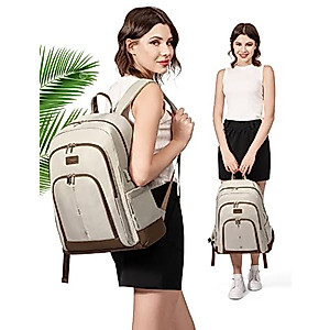 LOVEVOOK Large Travel Laptop Backpack Women,17.3 Inch Water Resistant Travel Backpack,Work Computer Back Pack for Business Daypack,Khaki