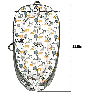 DHZJM Baby Lounger Cover,Newborn Lounger Cover for Boys , Baby Nest Cover ,Snugly Fit Infant Lounger for Baby, Infant Removable Slipcover100% Cotton Breathable Sleeping Bed Cover for Newborn (Animal)