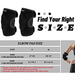 EULANT Kids Elbow Pads, Soft and Breathable SBR Elbow Protective Pads, Adult Neoprene Elbow Support for Cycling Wrestling Volleyball Basketball, Black S