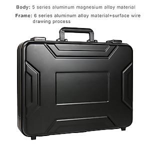 urecimy Large metal briefcase 18.1X13.8X6.1 Inch Aluminum Case Combination Lock Black Suitcase for Valuables UAV/Gun Cases Display Box Super Big Size with Sponge