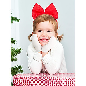 SATINIOR 3 Pairs Toddler Magic Stretch Mittens Full Finger Knit Gloves Kids Winter Warm Mittens (Black, White, Light Grey,Suits for 1-4 Years)