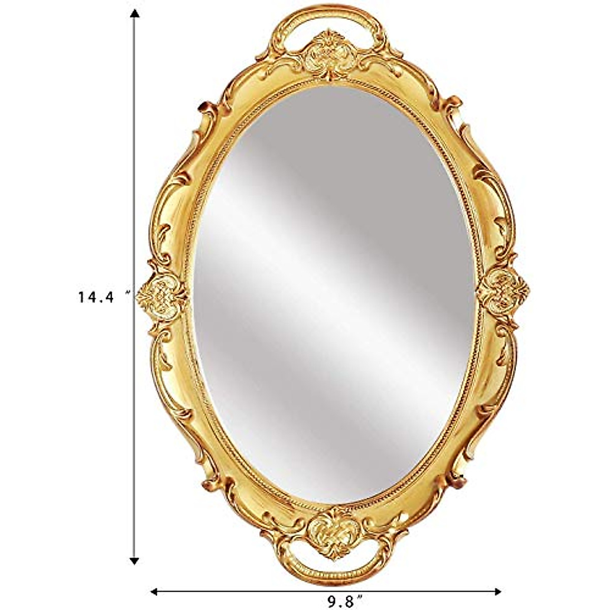 Mukily Mirrored Tray,Decorative Mirror for Perfume Organizer Jewelry Dresser Organizer Tray & Display,Vanity Tray,Serving Tray,9.8'' x 14''(Gold)