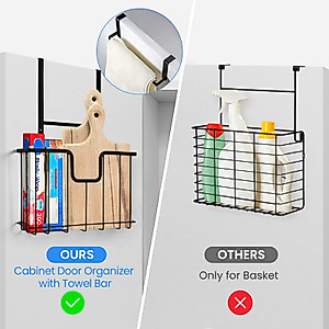 ORLESS 2-Pack Kitchen Cabinet Door Organizer, Over Cabinet Door Organizer with Towel Bars, Cabinet Door Storage for Cutting Board, Foil, Plastic Wrap, Baking Sheet, Cookie Sheet