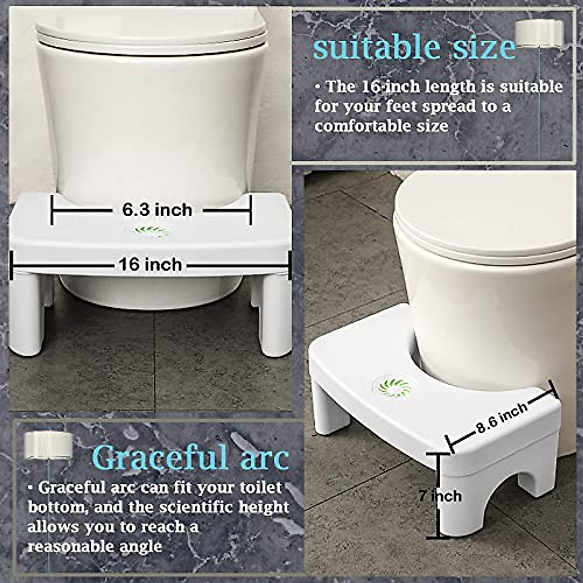 Toilet Stool Poop Stool Adult, Sturdy Toilet Step Stool, Bathroom Squat Stool, Toilet Step Stool for Adults, Portable Bathroom Stool, 7'' Height Squat Stool-Potty Step Stool with Fragrance Position
