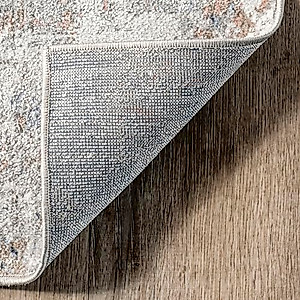 nuLOOM Aaliyah Abstract 5x8 Machine Washable Area Rug for Living Room Bedroom Dining Room Kitchen, Blue Multicolor/Ivory