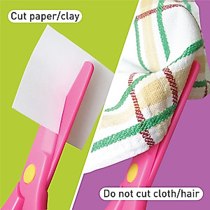 Left Handed Kids Scissors / School Scissors, Preschool and Kindergarten Use - Plastic Blunt Tipped Kid and Toddler Safety Craft Scissors for Left Handed Cutting - Pink and Blue Kid Scissors Pack