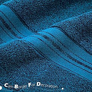 Cleanbear Cotton Hand Towel Thick Bathroom Hand Towels - 2 Pack (Peacock Blue), 13 x 28 Inches