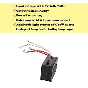 KOOBOOK 2Pcs 110V to 12V 60W Electronic Transformer Power Supply Converter Adapter for Halogen Light