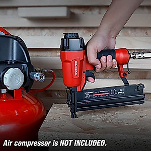 WORKPRO Pneumatic Brad Nailer, 18 GA, 2 in 1 Nail Gun and Crown Stapler, with 400pcs Nails/ 300pcs Staples, for Carpentry, DIY Project, Woodworking