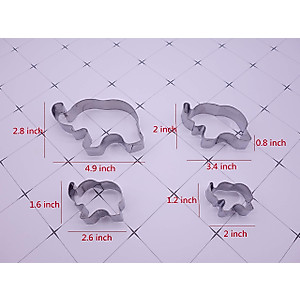 Elephant Cookie Cutter Set of 4 Counts Animal Biscuit Cutter Baby Shower Press Cookie Molds Stainless Steel Metal Fondant Cutter (Elephant Cookie Cutter)