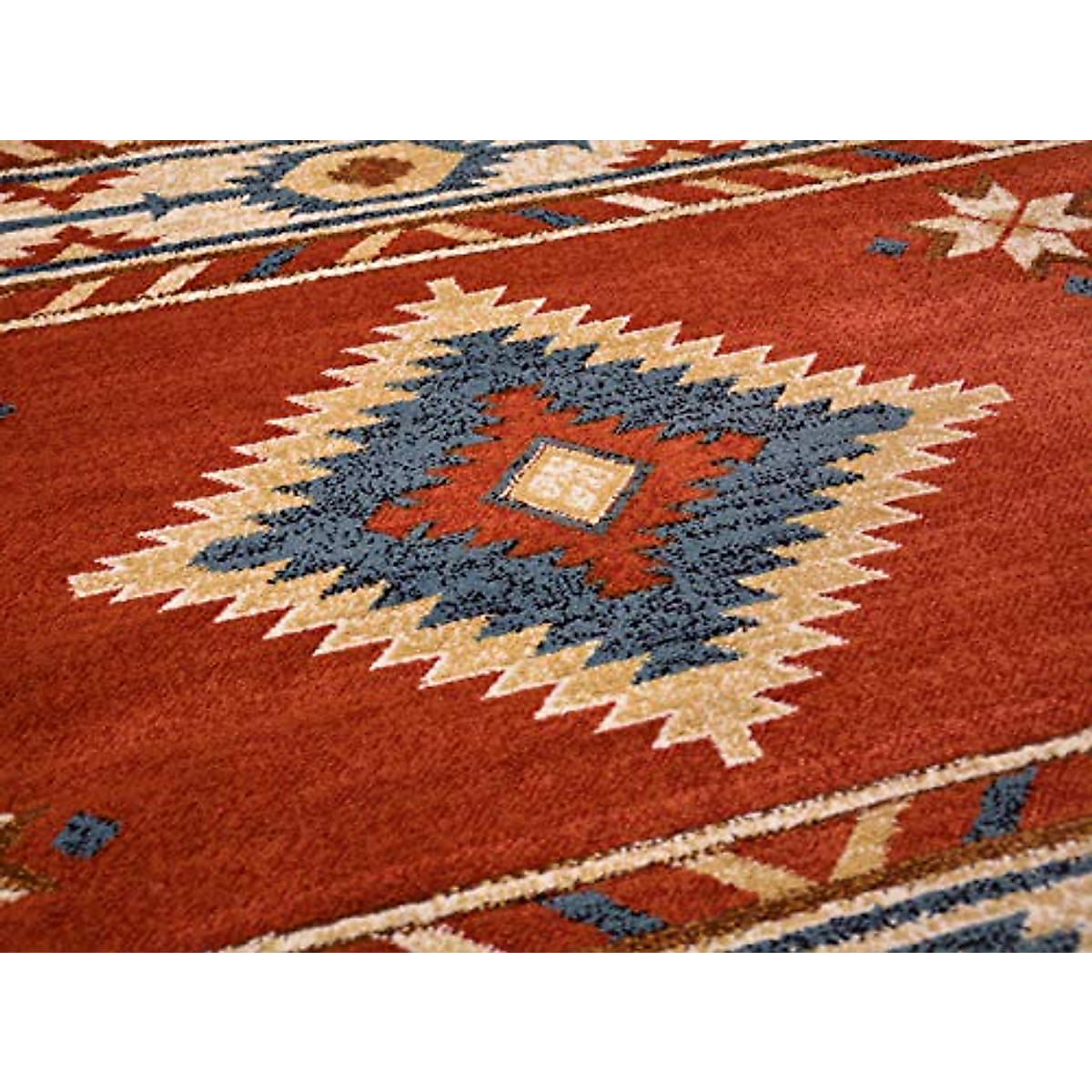 Nevita Collection Southwestern Native American Design Area Rug Rugs Geometric (Orange (Terra), 3 x 3)