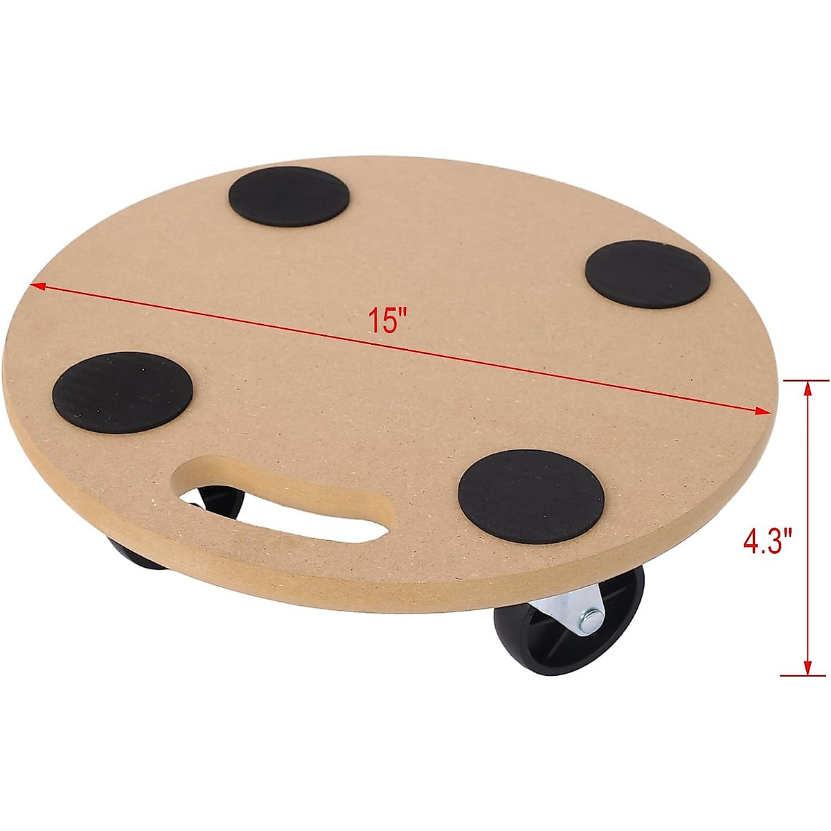 Furniture Moving Dolly, Heavy Duty Wood Rolling Mover with Wheels for Piano Couch Fridge Heavy Items, Securely Holds 500 Lbs (2pcs 15" Round Platform)