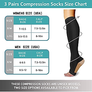 Athbavib 3 Pairs Open Toe Compression Socks for Men Women Toeless Compression Socks