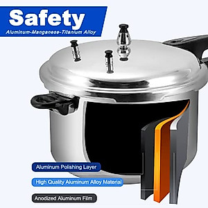 BreeRainz 12 Quart Pressure Cooker, Aluminum Pressure Canner w/Cooking Rack for Steaming,Canning and Stewing, Silver