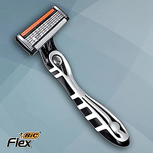 BIC Flex 5 Titanium 5-Blade Disposable Razor for Men, Sensitive Skin Razor For a Smooth, Comfortable and Close Shave, 4 Piece Razor Set