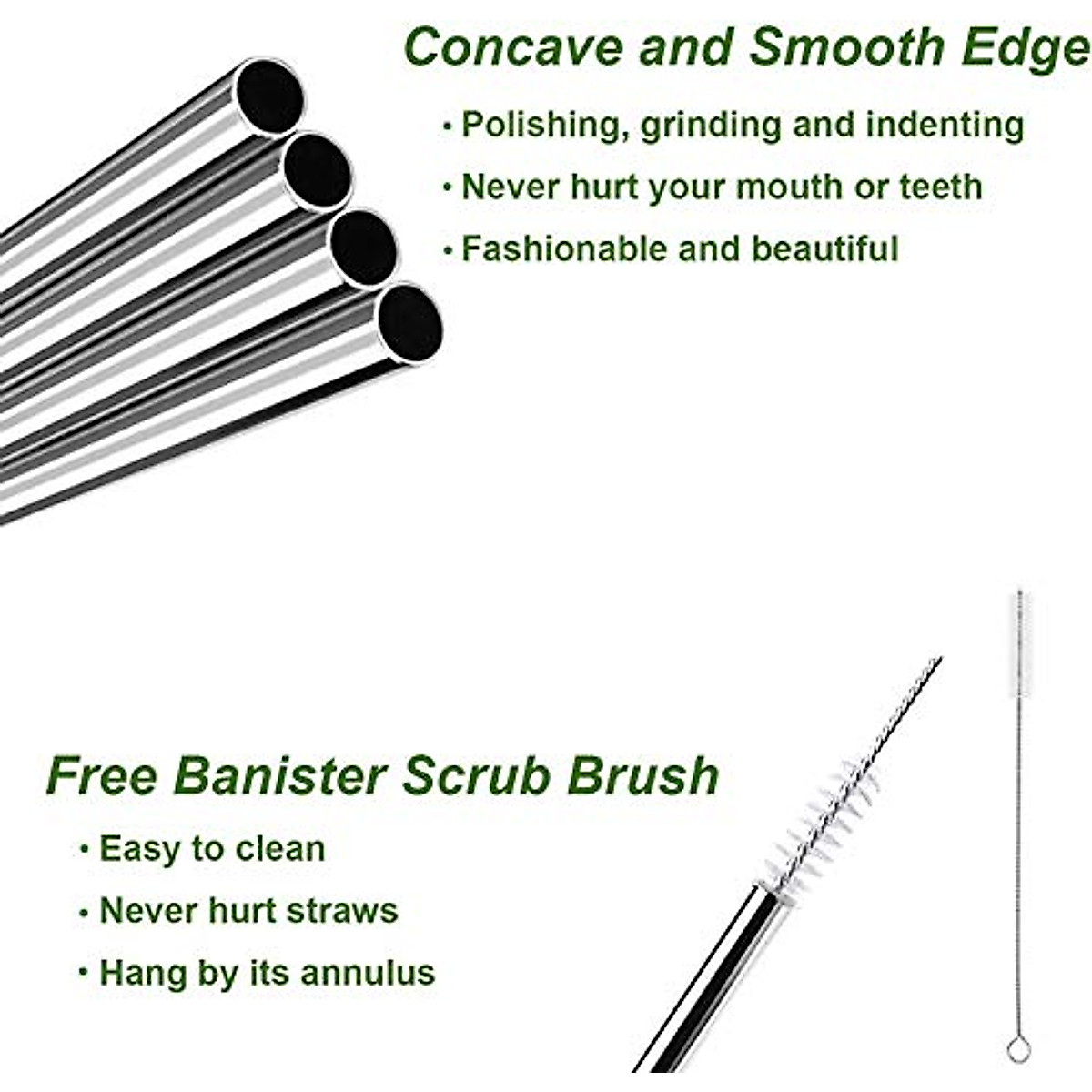 4 Pcs Reusable Metal Drinking Straws 8.5 Inch Stainless Steel Straw 6mm Diameter Wide -Compatible with 20oz Yeti Tumblers Eco-Friendly Washable non-plastic or glass - UNbreakable