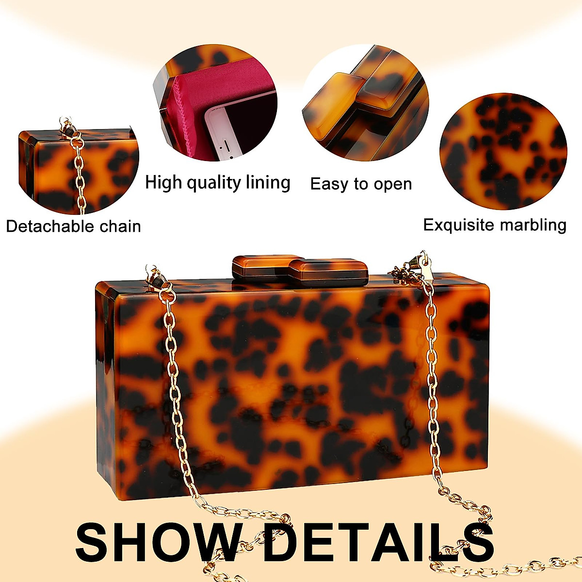 KALINNU Acrylic Clutch Purse Women Evening Bag Colorful Geometric Design Handbags for Prom Wedding Party